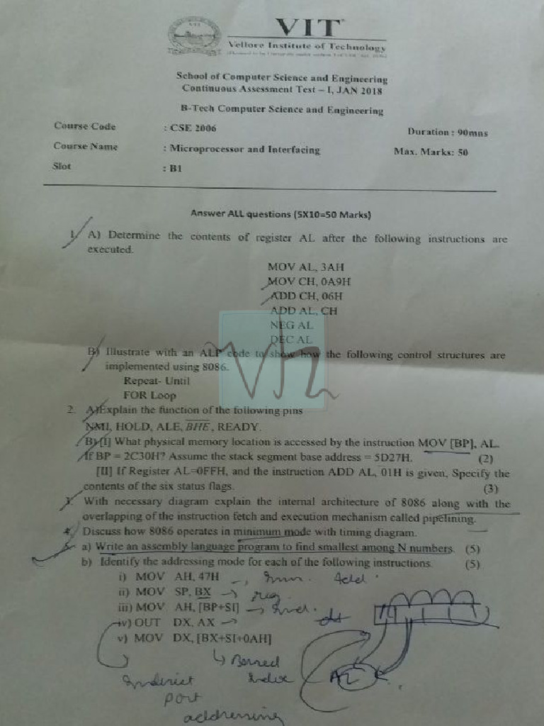 Microprocessor and Interfacing Cse2006 b1 | PDF