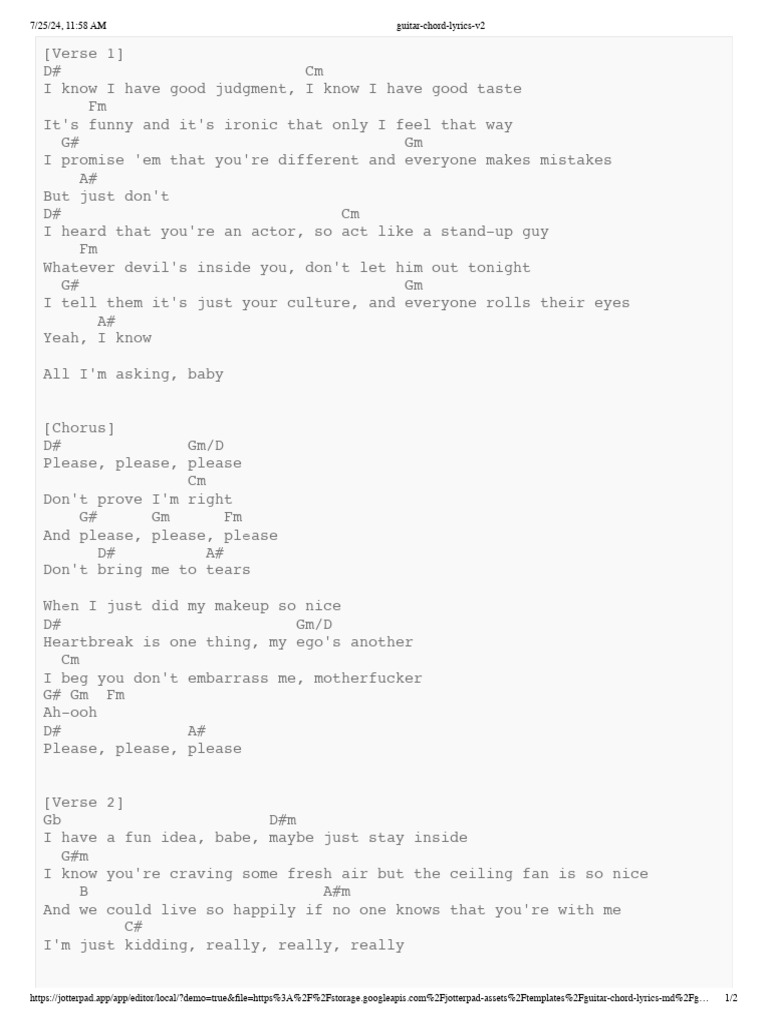Sabrina Carpenter: Please Please Please Lyrics | PDF | Songs