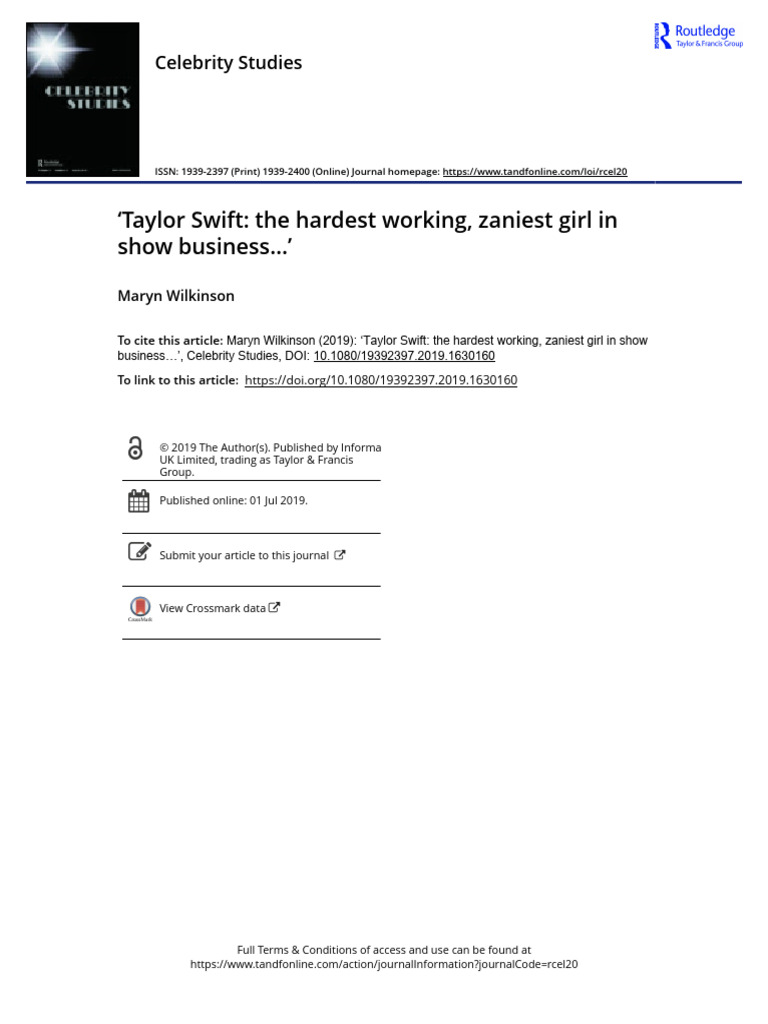 Taylor Swift The Hardest Working Zaniest Girl in | PDF