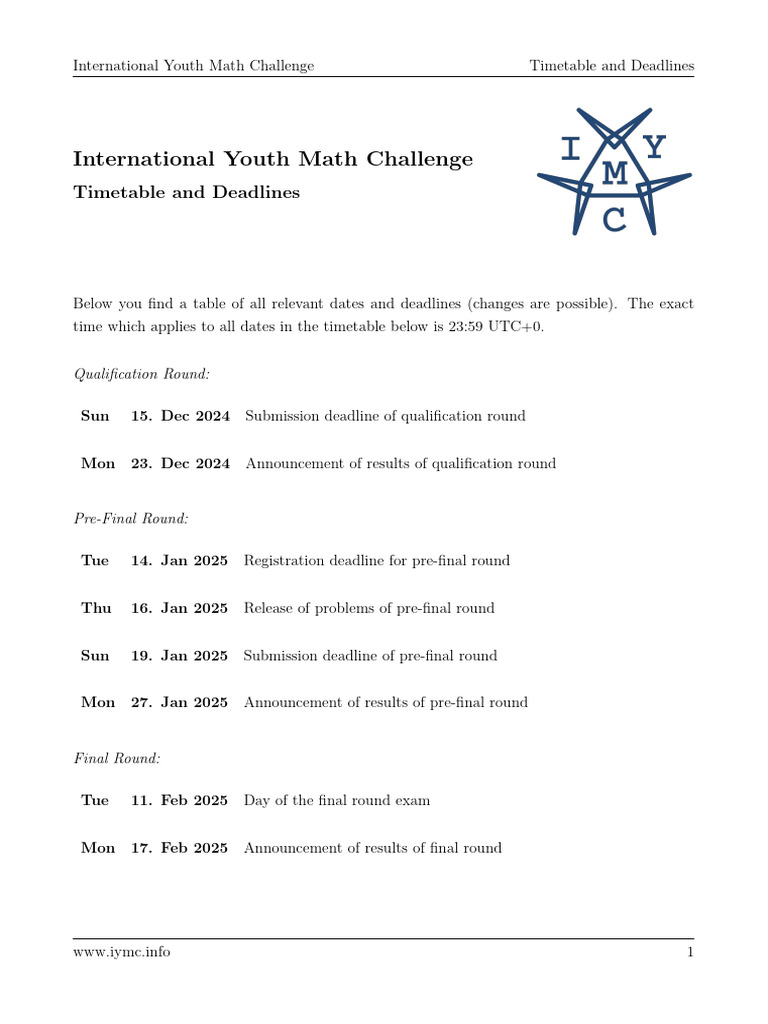 IYMC_Deadlines | PDF
