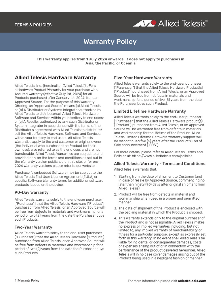 Ati Warranty Policy Jul2024 Onwards | PDF | Private Law | Civil Law (Legal System)