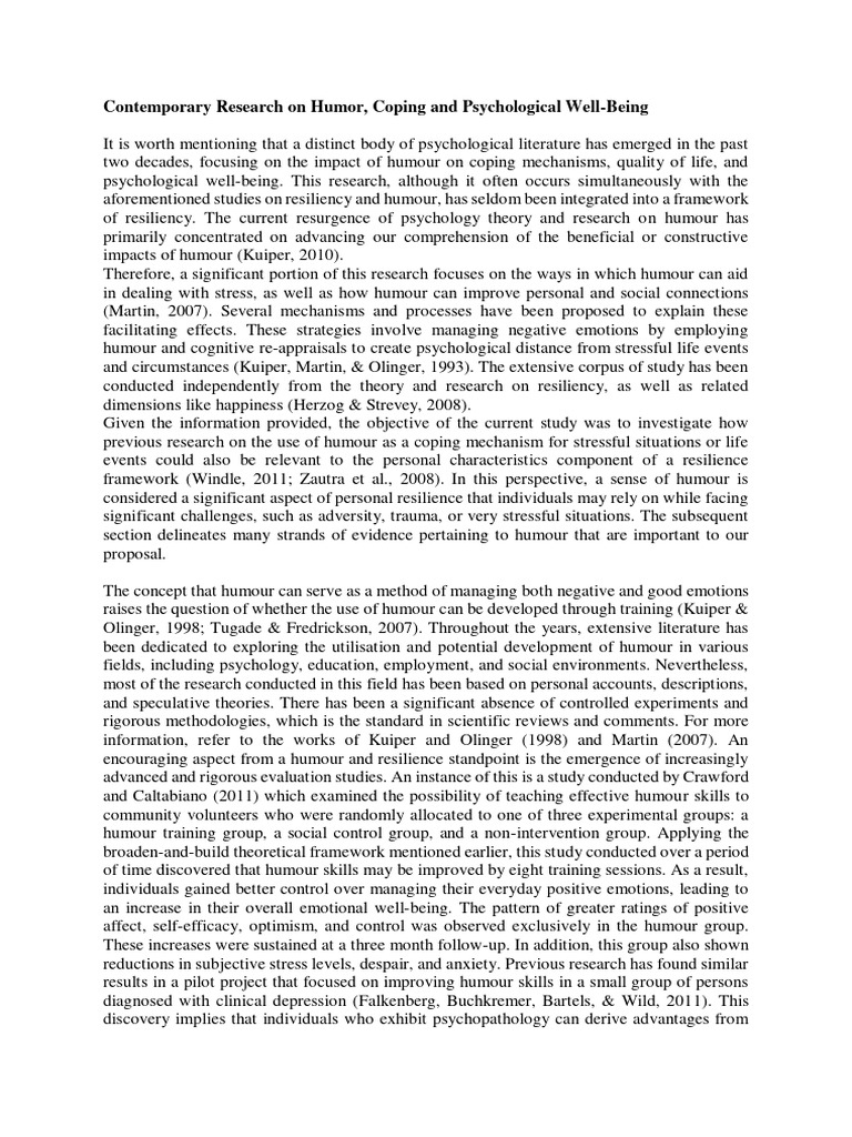 The Role of Humor in Building Resilience | PDF | Humour | Psychological ...