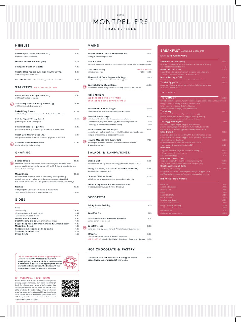 Monties Dine Out Menu July24 Day | PDF | Hamburgers | Bacon