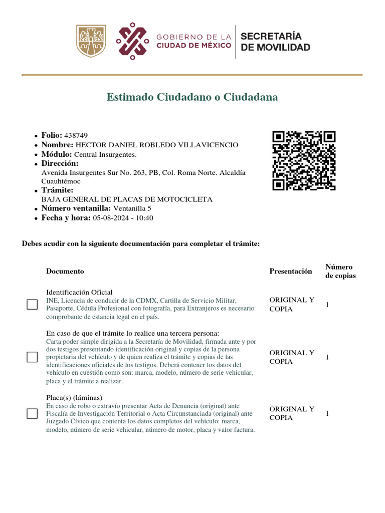 Acuse Cita | PDF | Documento de identidad