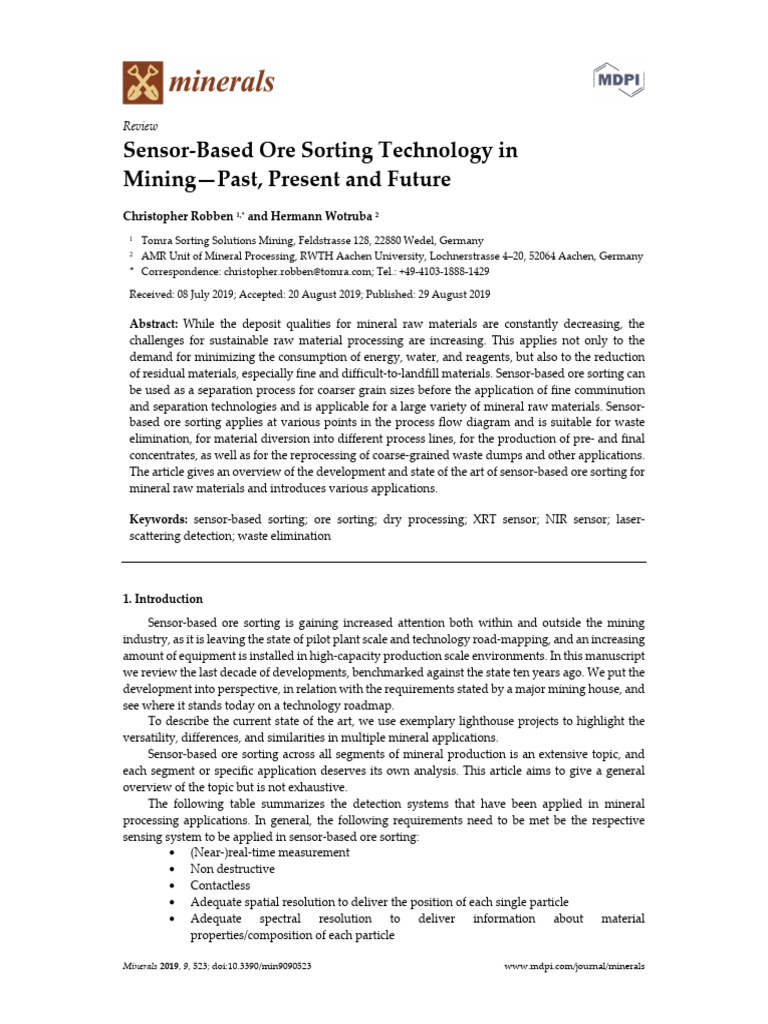 Sensor-Based Ore Sorting Technology in Mining-Past | PDF | Mining | Mill (Grinding)