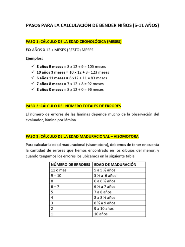 Pasos para La Calculación de Bender Niños | PDF