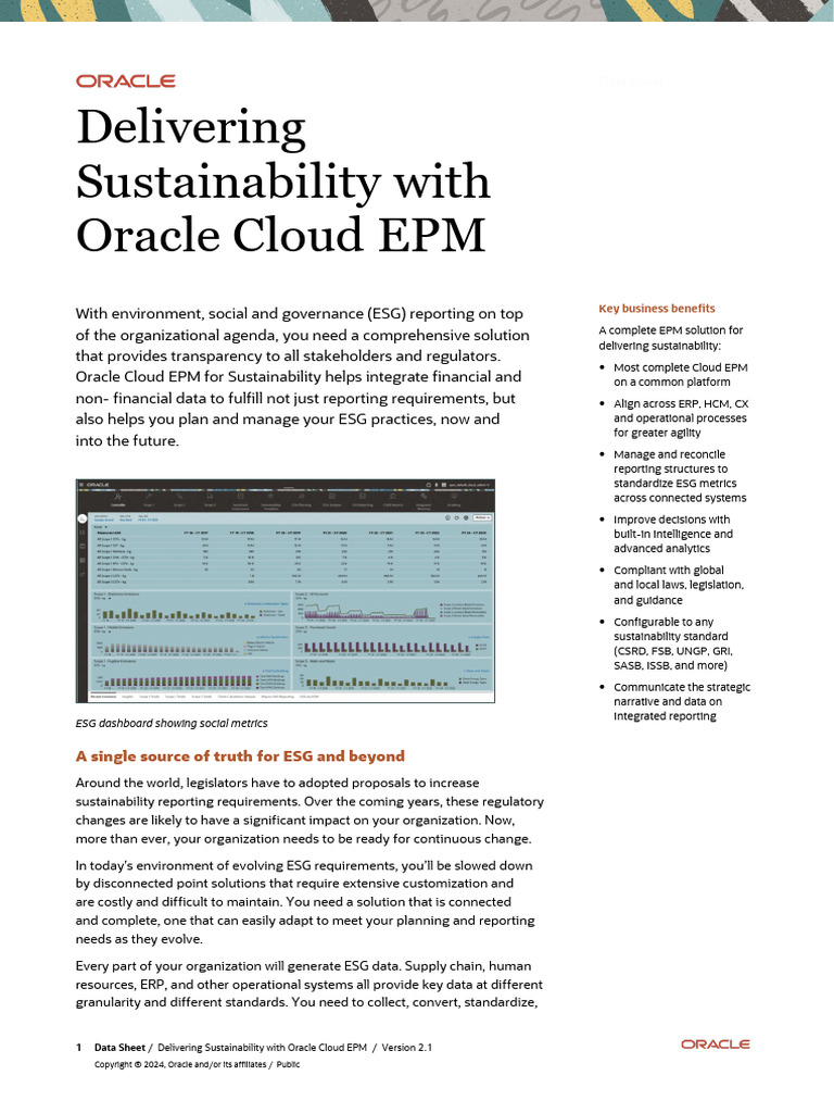 Oracle Cloud Epm Esg Sb Emea Pdf Cloud Computing Oracle Corporation