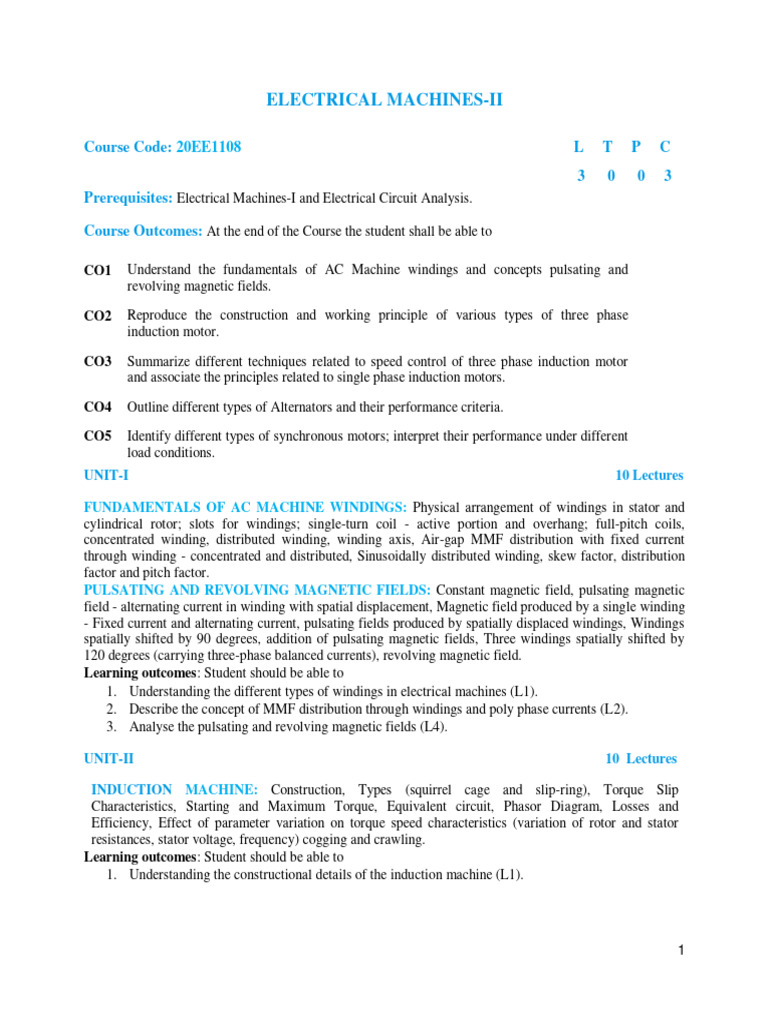 Electrical Machines-Ii | PDF | Electric Motor | Magnetism