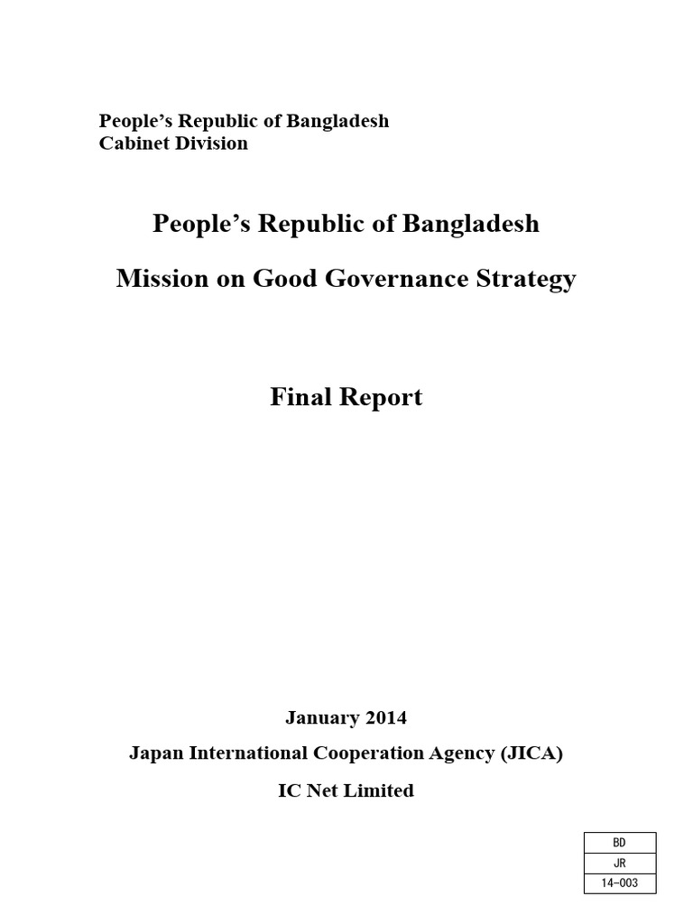 People's Republic of Bangladesh Mission On Good Governance Strategy ...