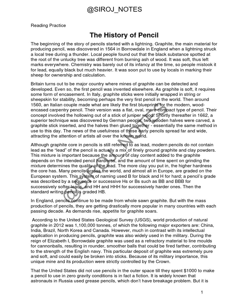 The History of Pencil | PDF | Pencil | Graphite