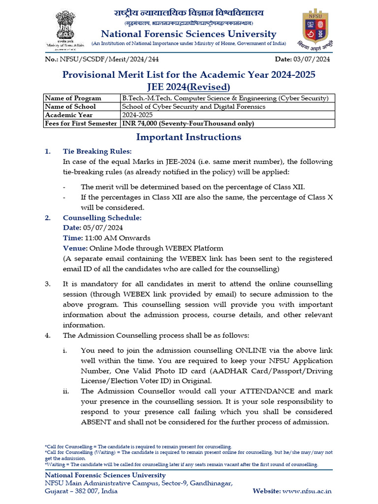 B. Tech. - M. Tech. Cse (CS) Merit List A.Y. 2024-25 Jee-2024 v2 | PDF | Credit Card | Payments