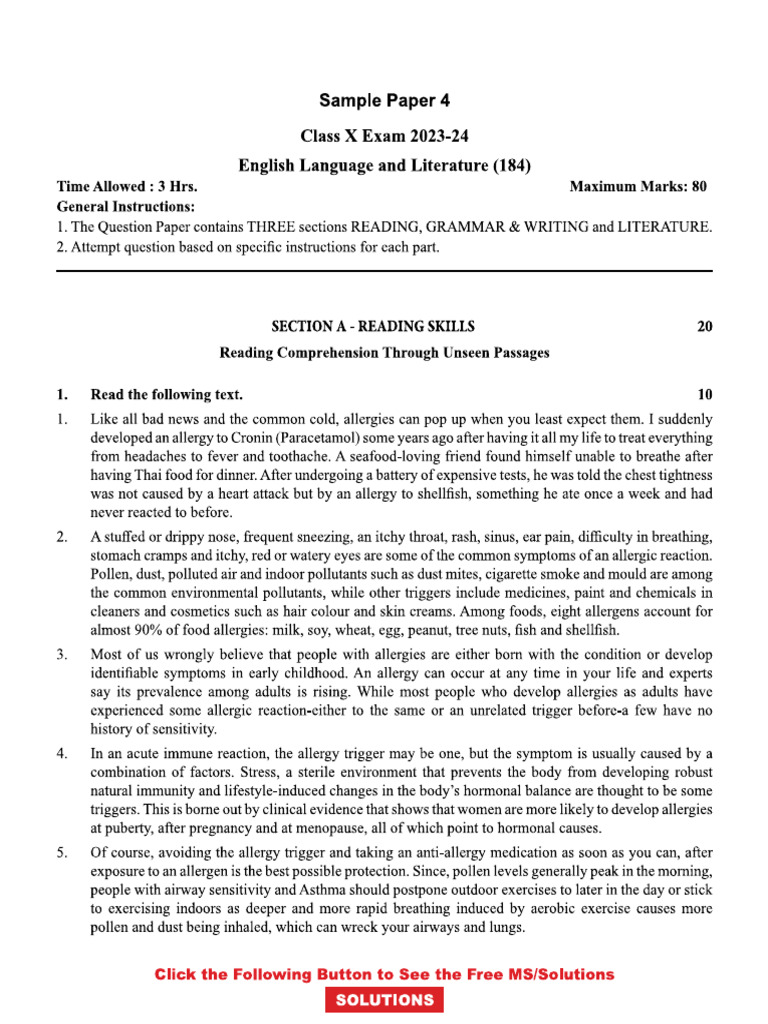 Englsih Sample Paperr | PDF