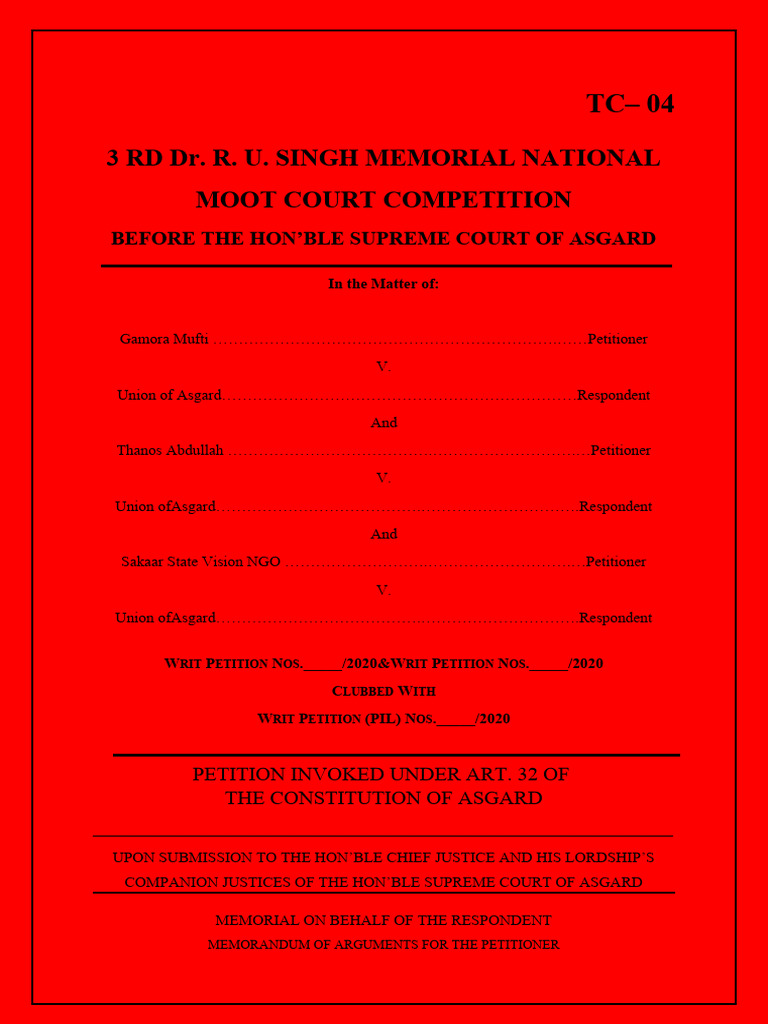 Memorial From Respondent Side | PDF | Constitution | Justice