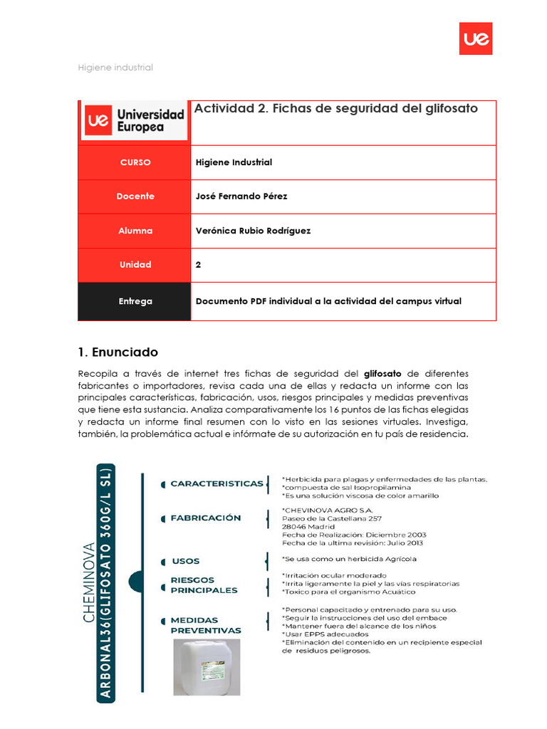 Actividad 2-Fichas de Seguridad | PDF | Herbicida | Residuos