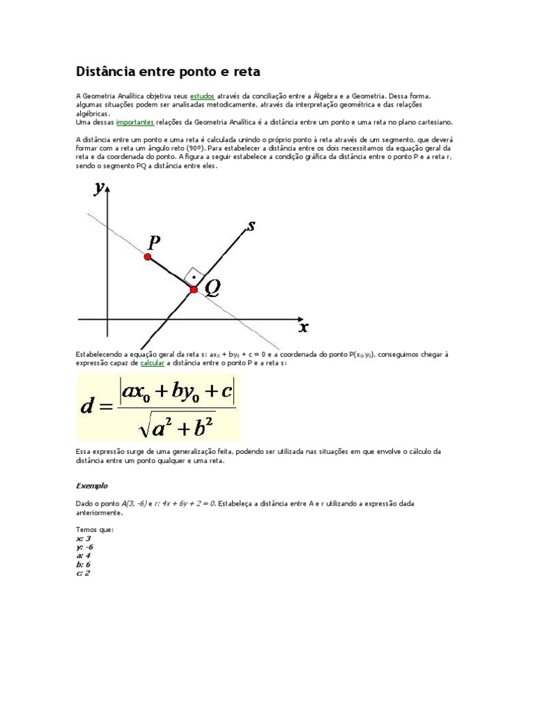 Distância Entre Ponto e Reta | PDF | Círculo | Geometria Analítica