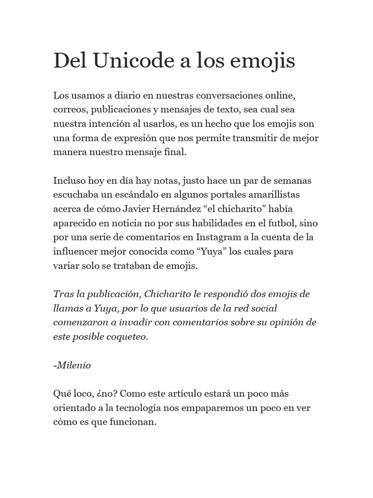Emojis y su origen en Unicode | PDF | Ascii | Informática