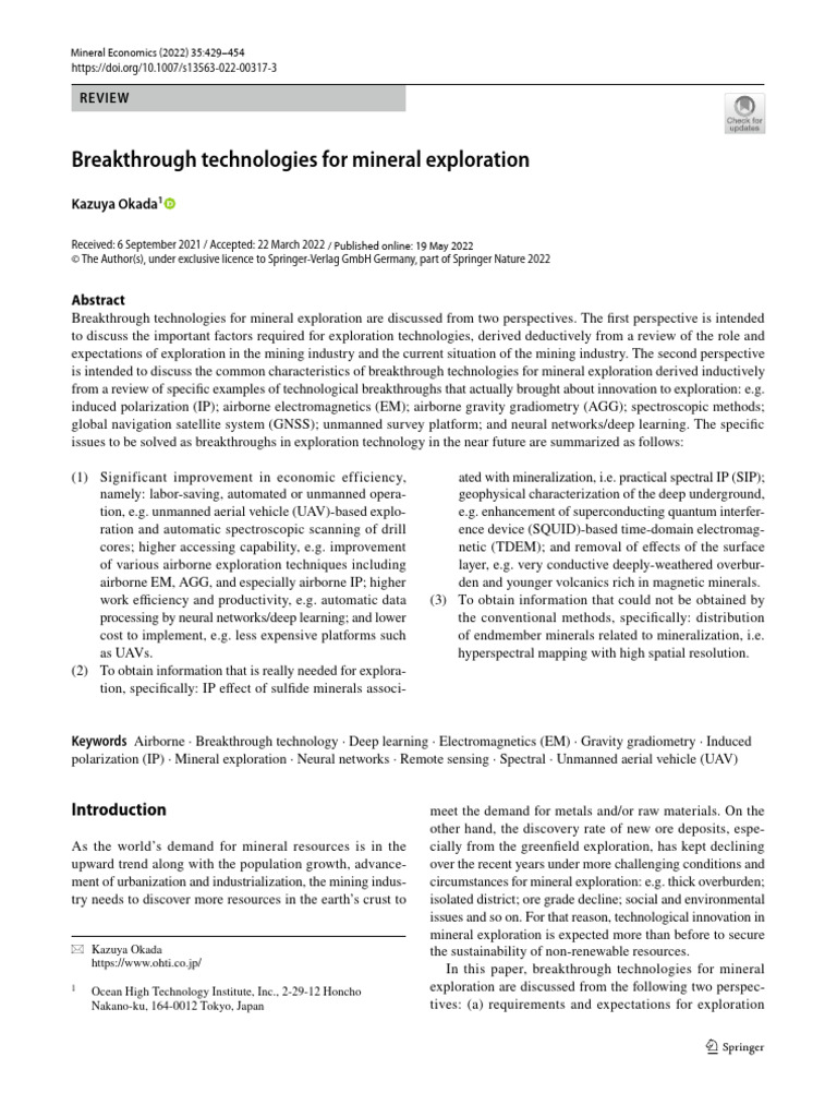 Breakthrough Technologies For Mineral Exploration: Kazuya Okada | PDF ...