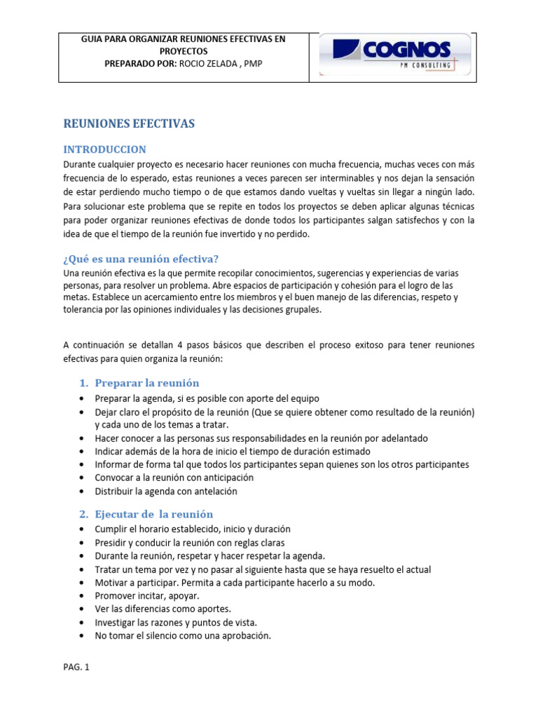 Reuniones Efectivas | PDF