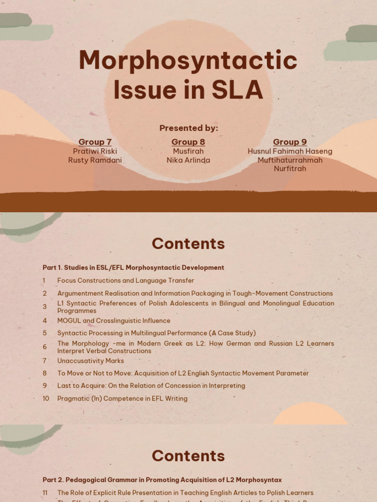 Xiii. Morphosyntactic Issue in Sla | PDF | Second Language Acquisition | Second Language