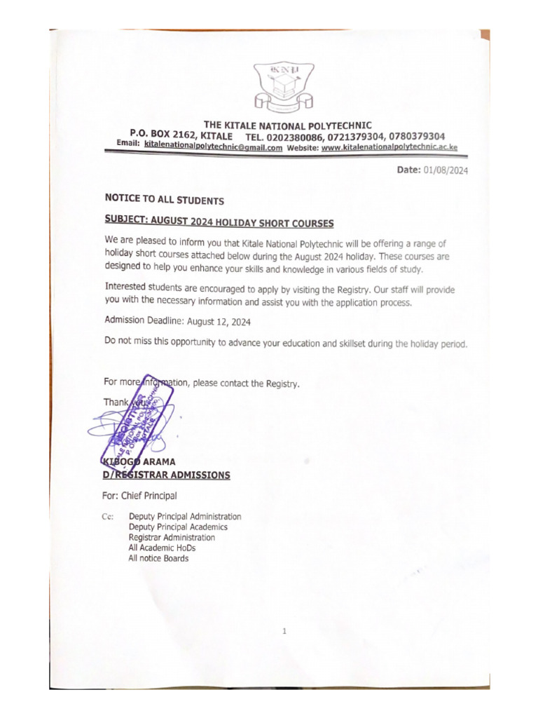 The Kitale National Polytechnic | PDF