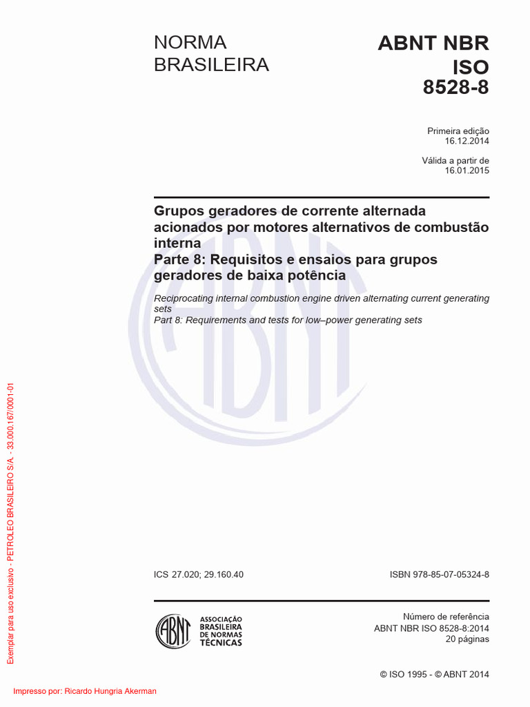 Abnt NBR Iso 8528 8 | PDF | Motores | Potência (Física)