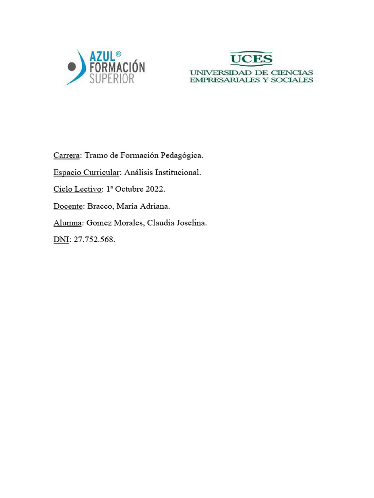 Gomez Morales, Claudia Joselina, AI - TF | PDF | Escuelas