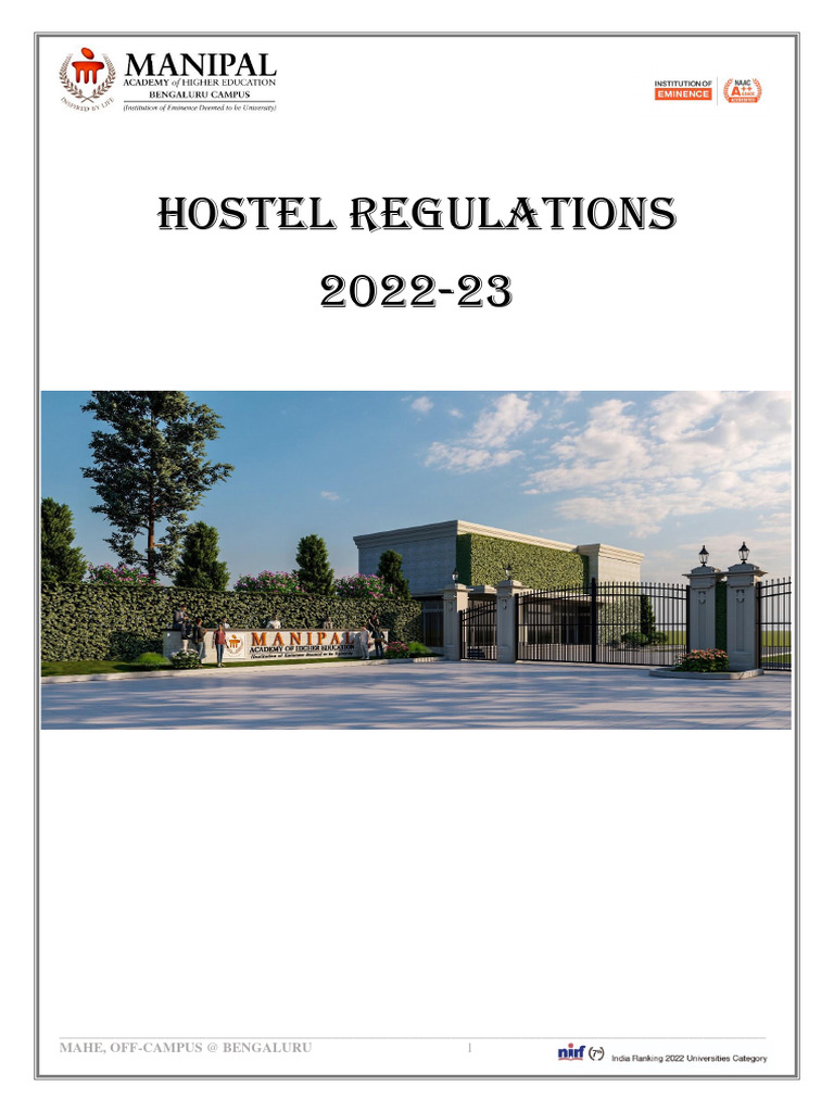Hostel Regulations - FINAL | PDF | Hospital
