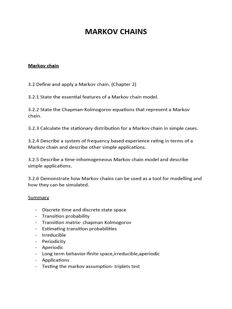 Markov Chains | PDF | Markov Chain | Probability