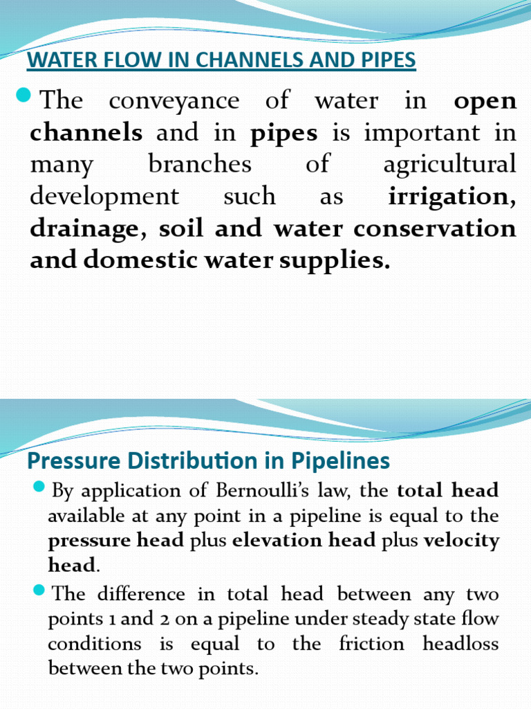 Lect 3a Water Flow in Open Channels and Pipies | PDF | Fluid Dynamics ...
