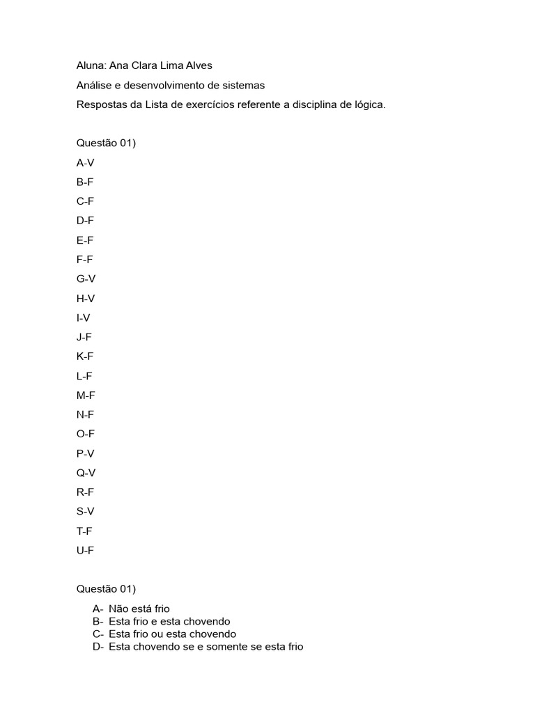 Exercicio de Lógica | PDF