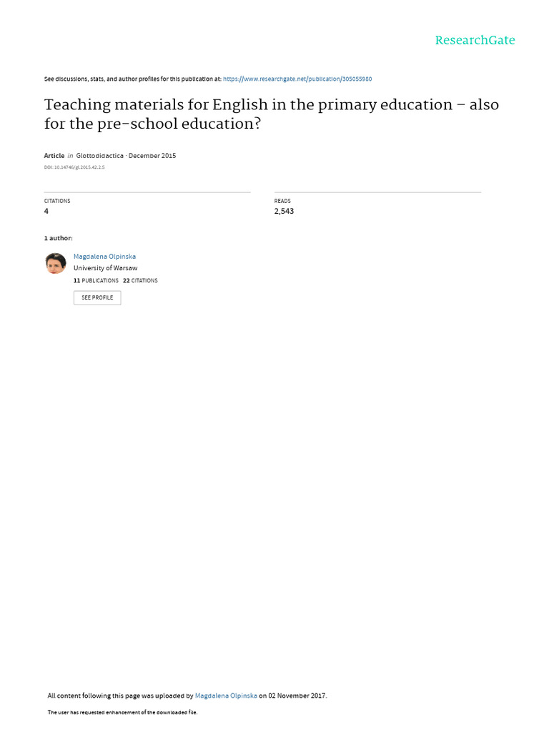 Teaching Materials For English in The Primary Educ | PDF | Language ...
