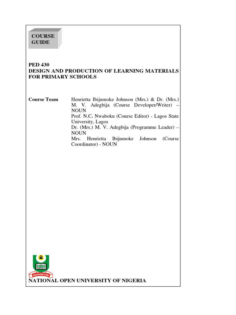 PED 430: Learning Materials Design Guide | PDF | Learning | Teachers
