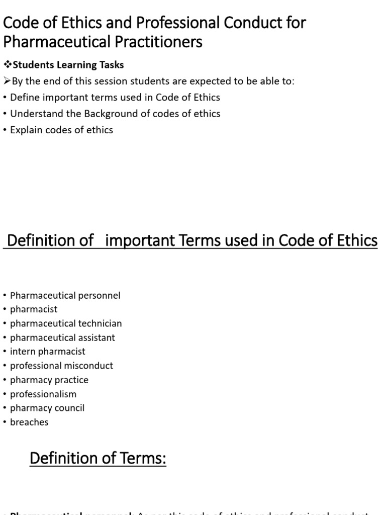 Session-5- Code of Ethics and Professional Conduct for Pharmaceutical ...