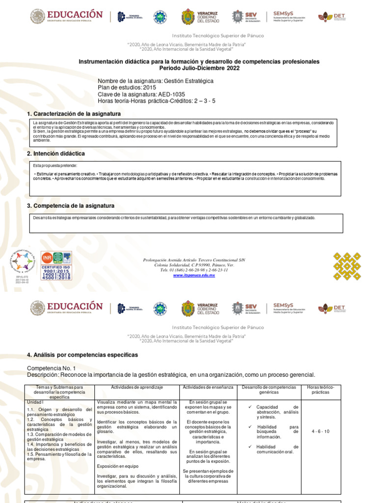 Gesti-nEstrat-gica INSTRUMENTACI-N | PDF | Gestión estratégica | Evaluación