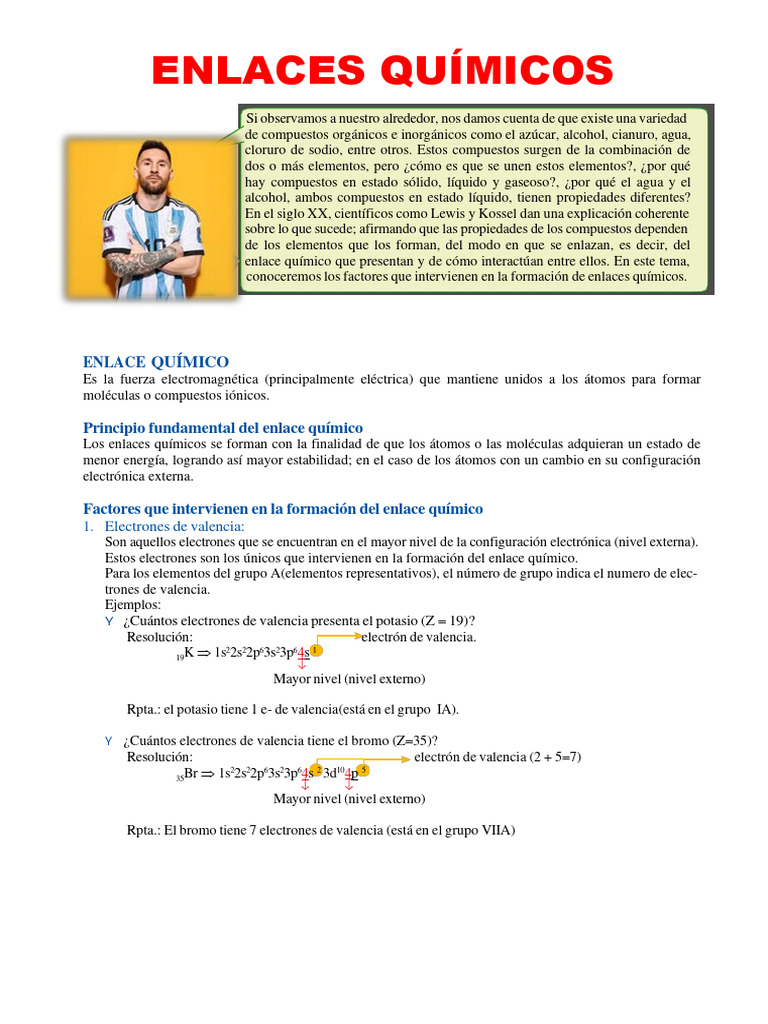 Enlace Quimica 5ta Unidad 2do Ano Quimica Pdf Enlace Químico