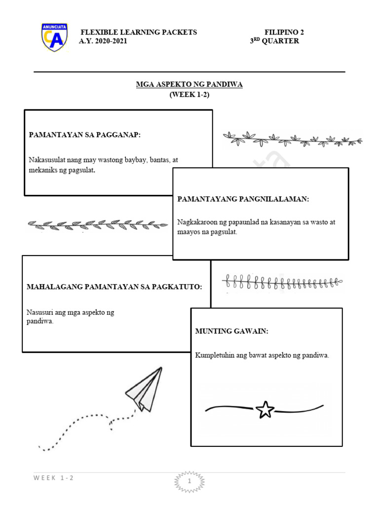 FILIPINO (WEEK 1-2) | PDF FILIPINO (WEEK 1-2) | PDF