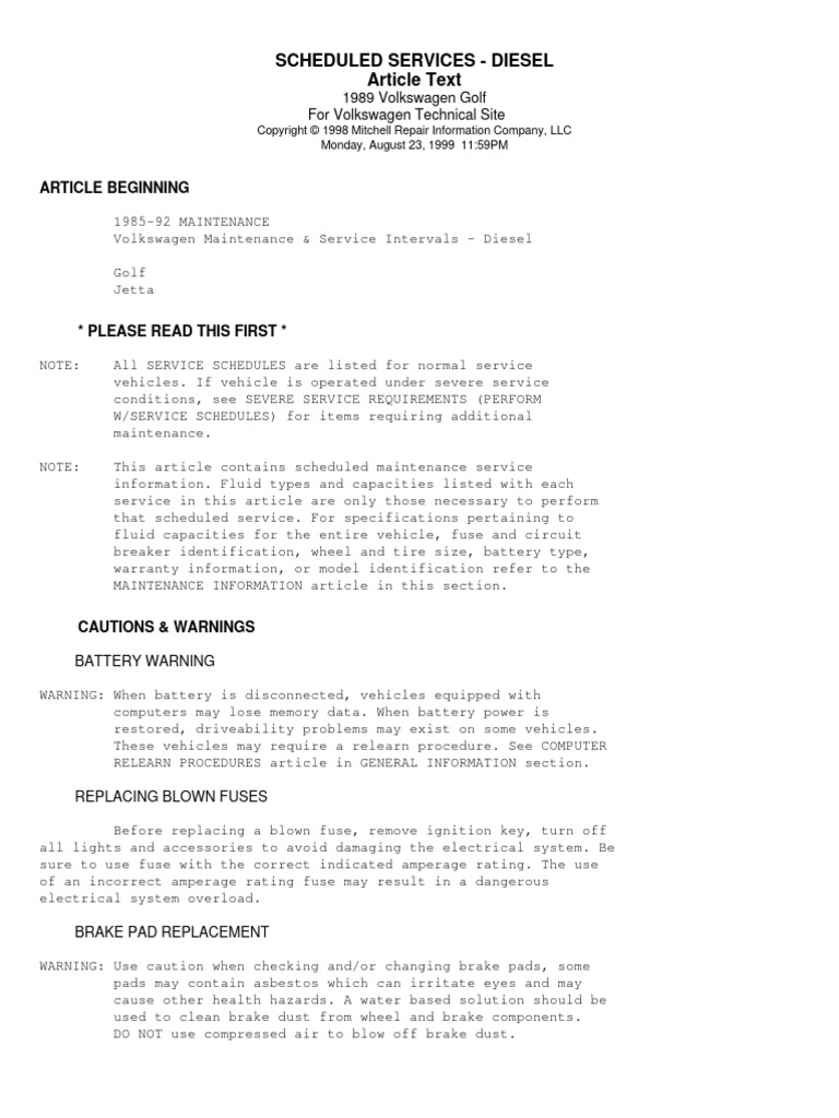 Scheduled Services - Diesel Article Text | PDF | Motor Oil | Diesel Engine
