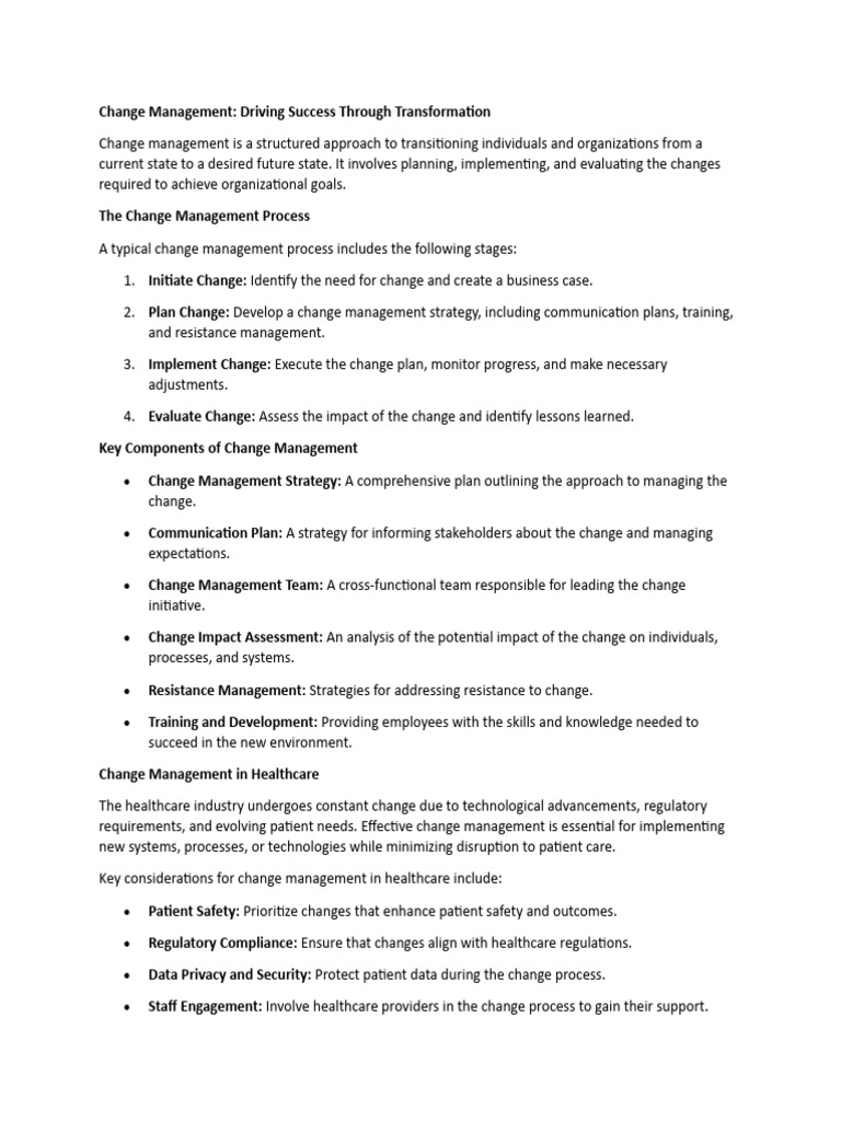 Change Management | PDF | Change Management | Health Care