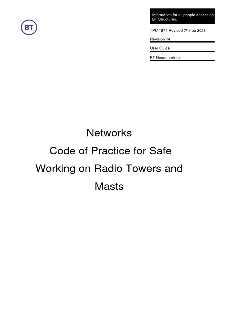 Code of Practice Safe Working Radio Towers and Masts | PDF | Safety ...