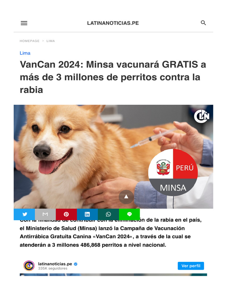 VanCan 2024 - Minsa Vacunará GRATIS A Más de 3 Millones de Perritos Contra La Rabia - Latina ...