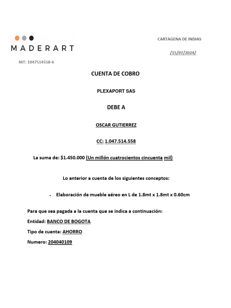 Cuenta de Cobro. | PDF