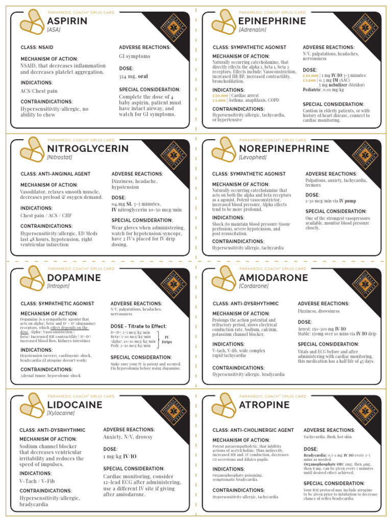 Paramedic Coach Drug Cards | PDF | Benzodiazepine | Hypoglycemia
