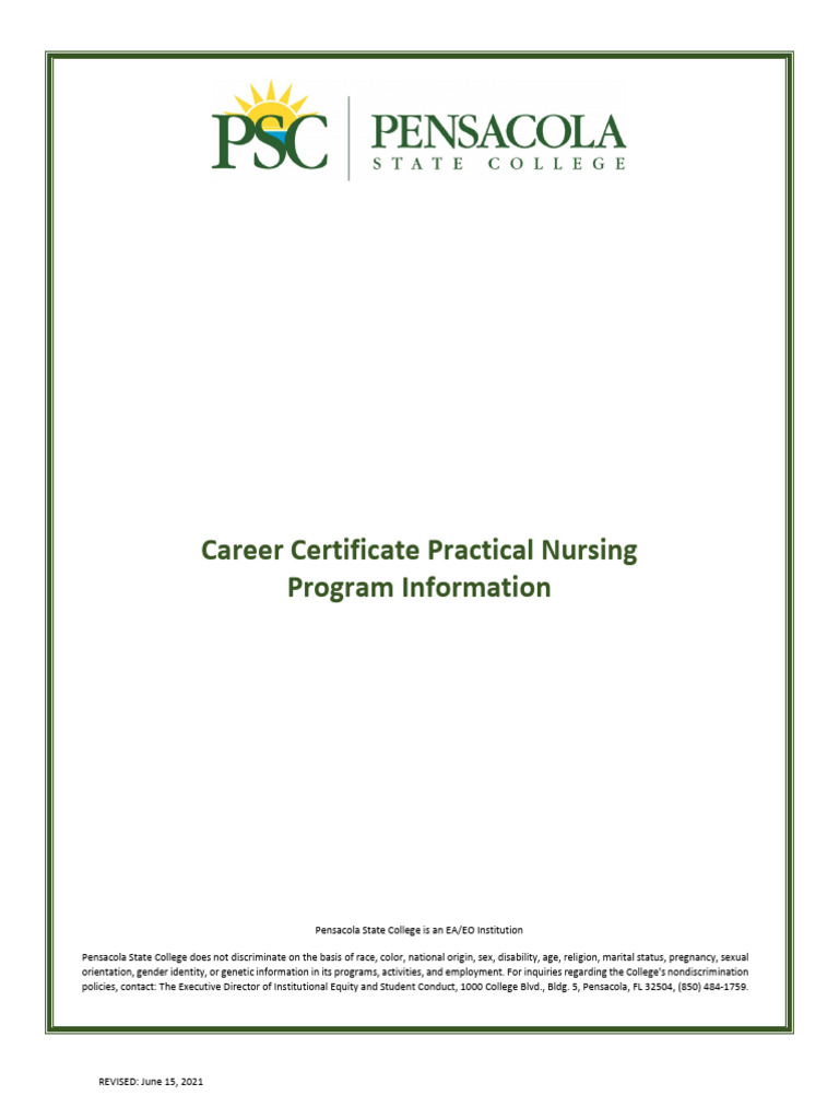 Practical Nursing Certificate Program Guide | PDF | Nursing | Health Care