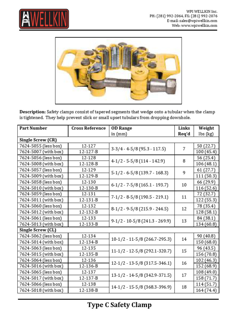 Type C Safety Clamp Cut Sheet | PDF