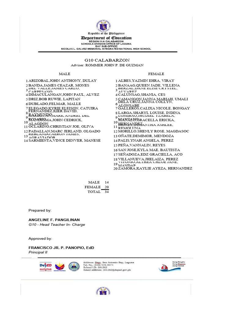 g10-12-Section-List | PDF