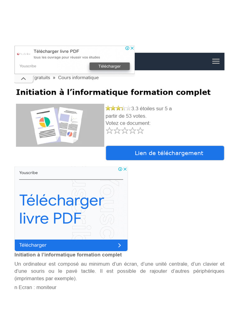 Initiation à l'informatique pour débutants | PDF | Fichier informatique ...