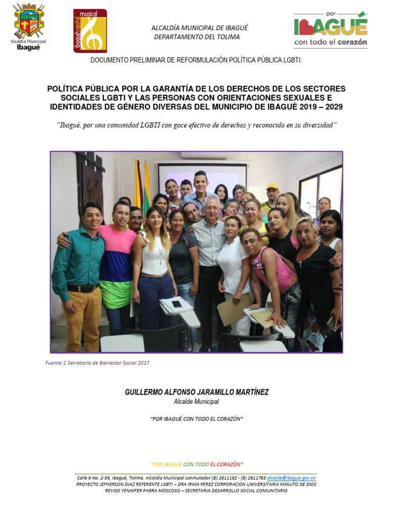 Documento Tecnico PP Lgbti-Reformulacion Ibague | PDF | Identidad de género | Lesbianas