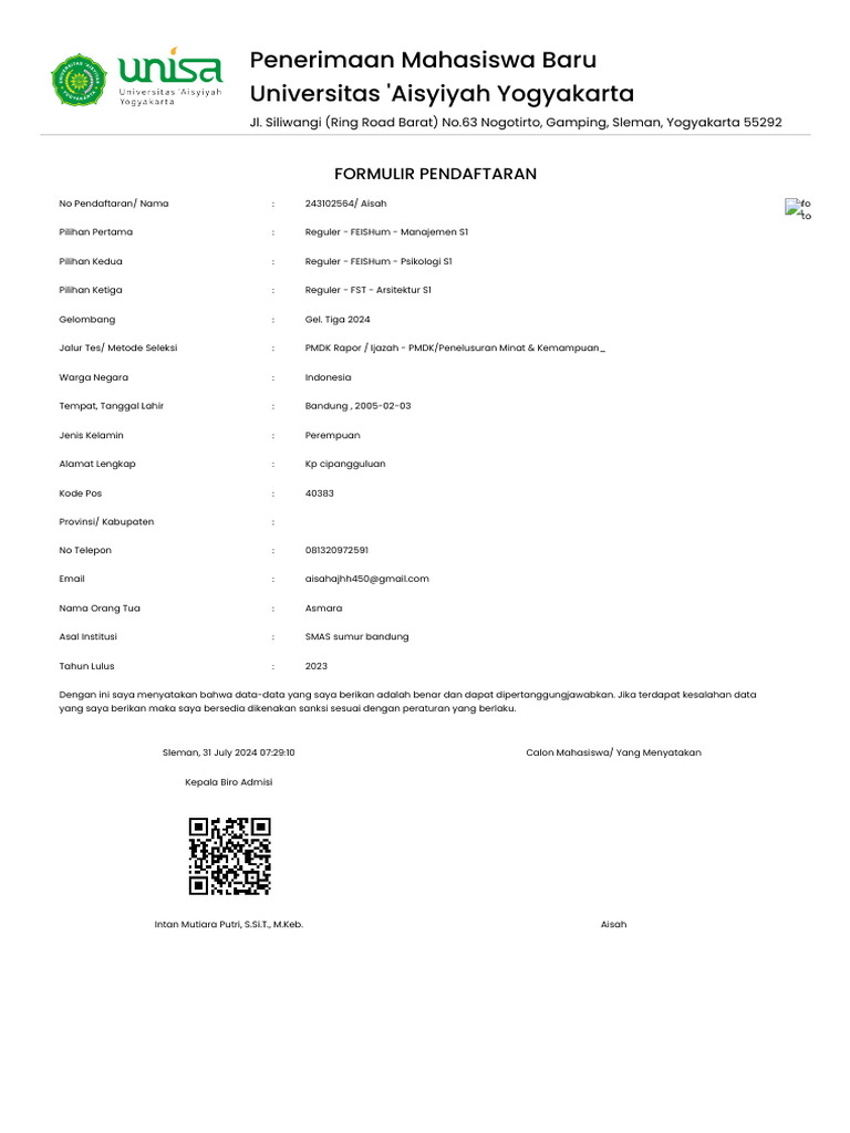 Form Kelengkapan Data Diri | PDF