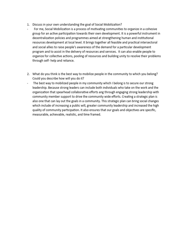 Understanding The Goal of Social Mobilization | PDF