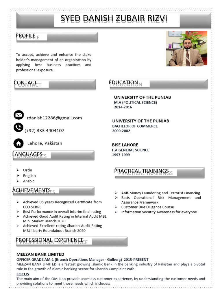 Danish CV 11 | PDF | Islamic Banking And Finance | Banks